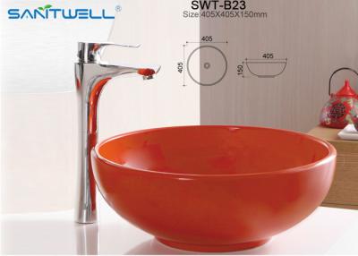 China Sanitary Ware Bathroom Furniture Ceramic Art Basin Hand Wash Basin With Orange Color for sale