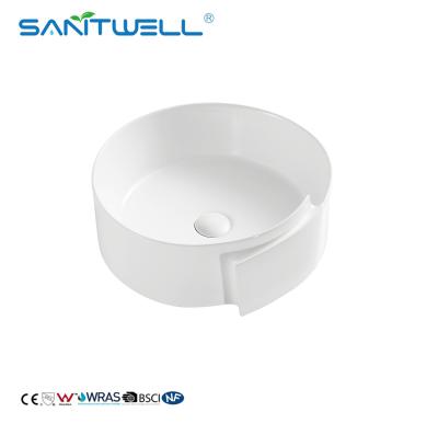 China 2022 Chaozhou Bathroom Slimline 160mm Sanitary Ceramic Basin Above Counter Basin for sale