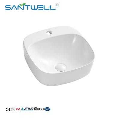 China Sanitary Bathroom  Rimless 150mm Vanity Wash Ceramic Basin Above Counter Basin for sale