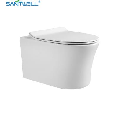 China Sanitwell SWJ0925 Bathroom wc white toilet bowl rimless flush for sale