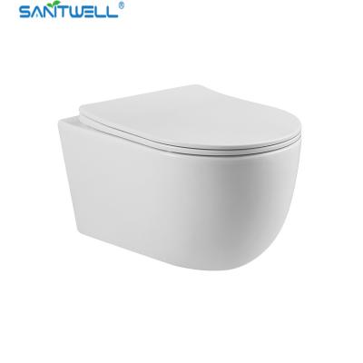 China Sanitwell SWJ1125 Bathroom wc white toilet bowl rimless flush for sale