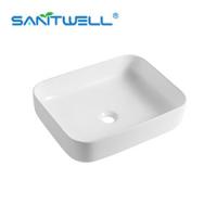 China glaze Modern rectangular Art Wash Basin Color Ceramic Basin vanity Wall hung Above Counter Basin for sale