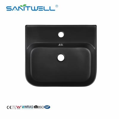 China Chaozhou Popular Models Matt Black Rectangular Art Wash Basin Ceramic Basin Above Counter basin for sale