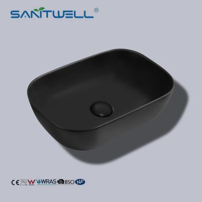 China Above Counter Basin Matt Black Color Wash Basin Ceramic Basin Bathroom Sink for sale