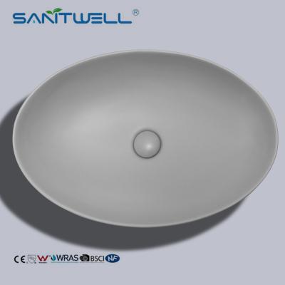 China Popular Models Matt Grey Oval Basin Color Wash Basin Bathroom Ceramic Basin for sale