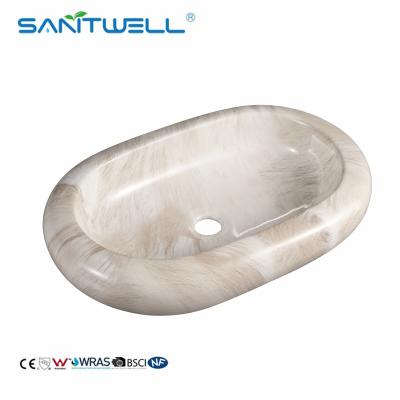 China Chaozhou New Models Marble Color Wash Basin Art Above Counter Basin Ceramic Basin for sale