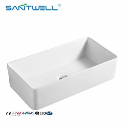 China AB8420 Chaozhou White Ceramic Basin Countertop Ultra Thin Edge Bathroom Above Counter Basin for sale