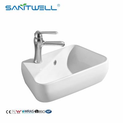 China Rectangular White Ceramic Basin AB8425A Above Counter Basin Bathroom Sanitary Ware for sale