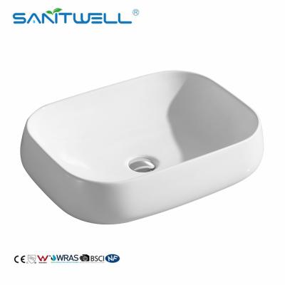 China White Ceramic AB8439 Vessel Sink  Above Counter Basin Ultra Thin Edge Bathroom Art Basin for sale