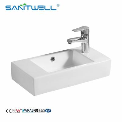 China Above Counter Basin SWAB4002 White Rectangular Ceramic Basin  Ultra Thin Edge Bathroom Art Basin for sale