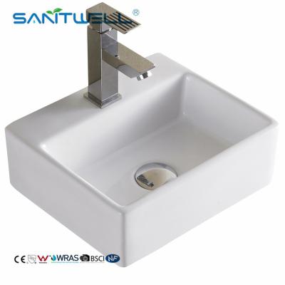 China AB8028 White Rectangular Above Counter Basin Bathroom Ceramic Basin for European Market for sale