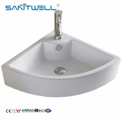 China White Triangular AB8166 Ceramic Basin Above Counter Basin Ultra Thin Edge Bathroom Art Basin for sale