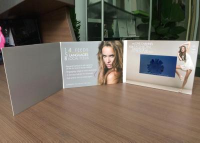 China Newest 4.3‘’ screen Button control LCD video brochure card, A5 size tri-folded video production business card for sale