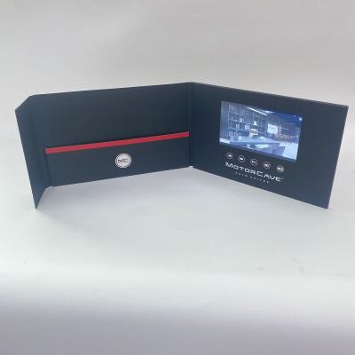 China Premium Custom Tri Fold Video Booklet 7 Inch HD Screen With Embossed Foiled Logo for sale