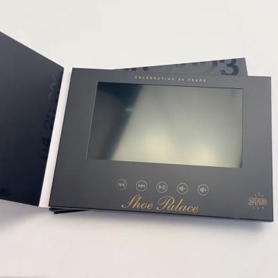 China Custom 7 Inch Video Invitation Card With UV Coated Cover Retail Anniversary Gift With LCD Screen for sale