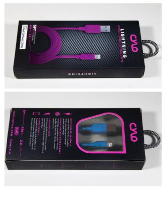 China Pantone APET Mobile Accessories Packaging Data Cable Packing Box With Transparent Window for sale