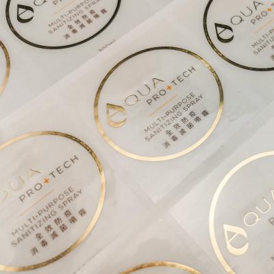 China Clear Round Shape Packaging Sticker Labels light membrane hot stamping for sale
