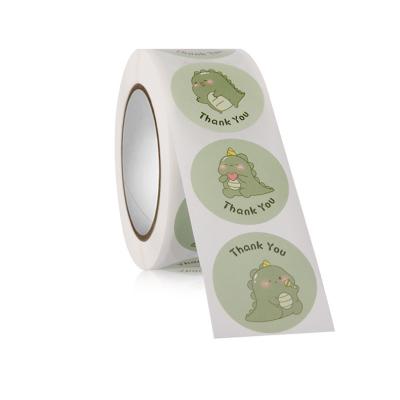 China Colorful Cute Crocodiler Tiger Cat Animal Self Adhesive Sticker Roll Round Art Paper for sale