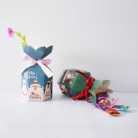 China Wholesale Folding Candy Cake Christmas Gift Paper Box Packing With Ribbon for sale