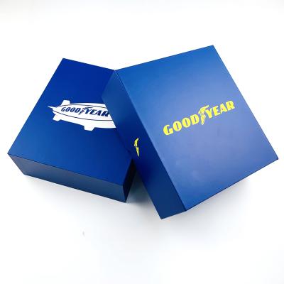 China Custom Printed Dark blue Matte Rigid Paper Box lid and base Gift Box For Shoes Clothing brand packaging for sale