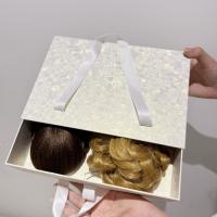 China Custom Luxury 3D Textured Rigid Drawer Sliding Gift Box Human Hair Extension Wigs Paper Boxes Packaging for sale