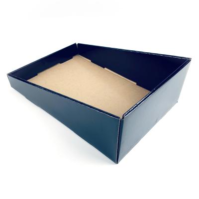 China Custom Black Paper Shelf Foldable Corrugated Cardboard Counter Display Shelves Packaging Box for sale