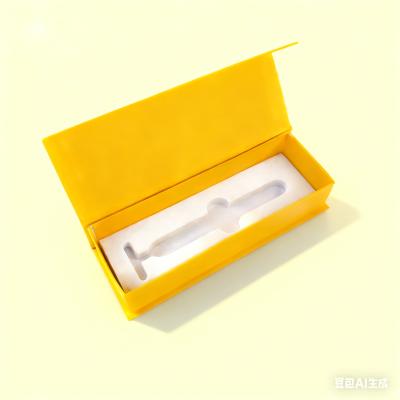 China Custom Yellow Magnetic Flip Closure Gift Box Beauty Product Packaging Box With EVA Insert for sale