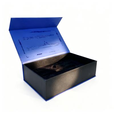 China Luxury 3D Embossed Magnetic Flip Gift Box Custom Logo Printed Packaging Box Souvenir Box With EVA Insert for sale