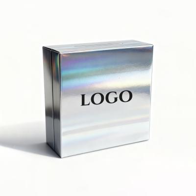 China Luxury Custom Holographic Silver Jewelry Gift Box with OEM Logo on Coated Paper for sale
