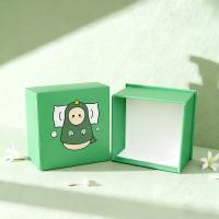 China Custom Cartoon Printed Green Empty Cube Blind Mystery Box Rigid Cardboard Packaging Gift Box for sale