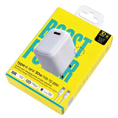 China Custom Logo Printed 30W USB-C Charger Packaging Box with Blister Hook Window for Phone Chargers for sale