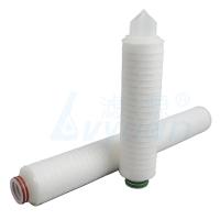China Beverage Filtration 20inch 0.2 Micron Pleated Membrane Filter Cartridge for sale