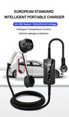 China 7KW Portable EV Charger 32A Single Phase AC Charging Gun with IEC 62196 Connector CE Certified for sale