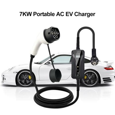 China 7kW Portable EV Charger 32A Adjustable Type 2 CE Certified Electric Vehicle Charger for sale