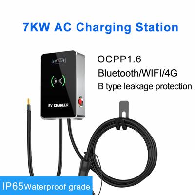 China 7KW Wallbox EV Charger Level 2 WiFi Enabled 16-50 Amp 240V Electric Vehicle Charging Station for sale