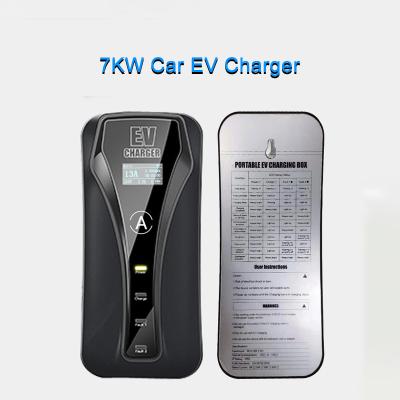 China CE Certified 7kW Portable EV Charger Type 2 Adjustable 8A to 32A AC Charging Gun for sale