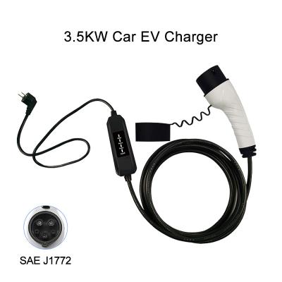 China 3.5KW 16A/32A Portable EV Charger Cable 5M SAE J1772 Type 1 IP55 for sale