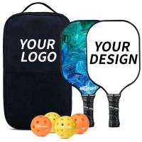 China Custom Logo Fiberglass Pickleball Paddle Set 2 Rackets 4 Balls Bag USAPA Approved Carbon Fiber Surface for sale