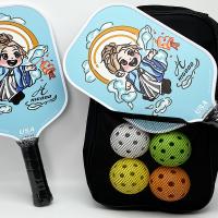 China Custom Logo Fiberglass Pickleball Paddle Set 2 Rackets 4 Balls Bag USAPA Approved Carbon Fiber Surface for sale