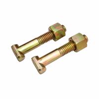 China Grade 8.8 M16 SAE GRADE 5 1/2 Inch full threaded  T Head Bolt Zinc Plated for sale