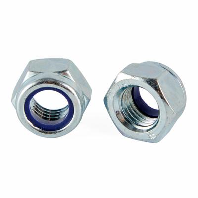 China M16 DIN6924 Nylon Lock Nuts Galvanized Grade 8 Steel Insert Lock Nut for sale