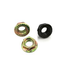 China SAE J995 Gr.8 Non Serrated IFI-145 Fine Thread Hex Flange Nuts Yellow Zinc Plated for sale