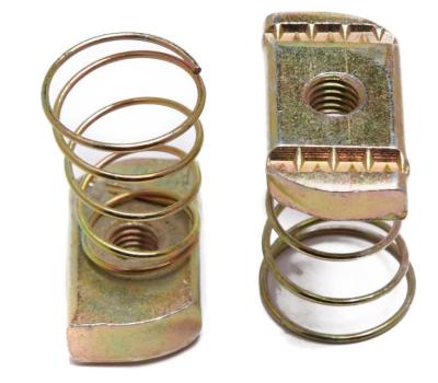 China M8 Grade 6 20mm Short Spring Channel Nuts Yellow Zinc Plated for sale
