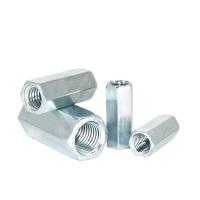 China M6 Standard DIN6334 Class 4 Zinc Plated Hex Coupling Nut Join Two Threaded Rods for sale