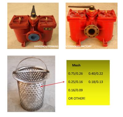 China Duplex Strainer FOR Lube Oil Pump Suction Filter Model:AS80-0.75/0.26 Cb/T425-94  Body cast iron filter cartridge stainl for sale