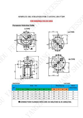 China JIS F7209 Simplex Oil Straines Single Oil Basket Filter for sale