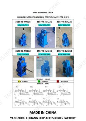 China Performance Parameter Table For 35SFRE-MO25-H4 WINCH CONTROL VALVE & Marine Manual Proportional Flow Direction Compound Valve for sale
