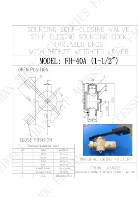 China Sounding Self Closing Valve Technical Data For Fh-40a Cb/T3778-99 Sounding Cock Threaded Ends for sale