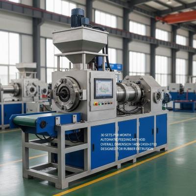 China Overall Dimension 1400×2450×3700 Hot Feed Rubber Extruder Powered by 55 KW Motorpower Perfect for Rubber Extrusion Processes for sale
