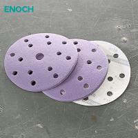 China 120 Grit Car Sanding Discs Abrasive Ceramic Sandpaper Pads Sheets Round Back Velvet Purple 6 Inch for sale